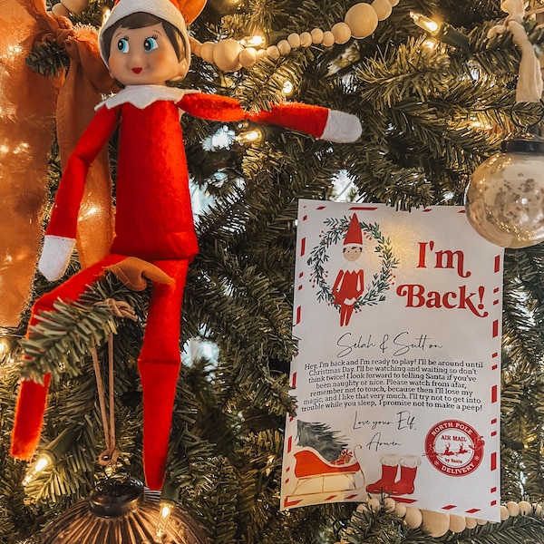 Elf I'm Back Letter From Elf, Elf Arrival Letter Boy and Girl Elf ...