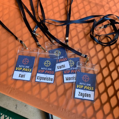 Dart Party VIP Pass Printable Dart VIP Pass by Battle Zone ID Badge for ...