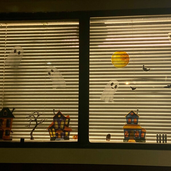 Cute White Ghosts Window Sticker Pack, Ghost Window Stickers, Halloween ...