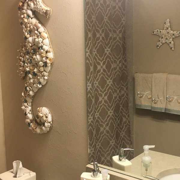 Seashell Seahorse - Seahorse Shell Art - Beach Decor - Seashell ...