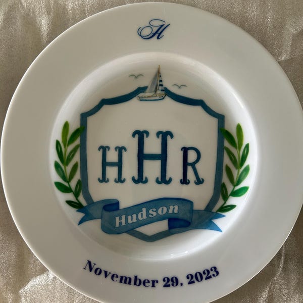 Birthday Plate for Boys and Girls Custom Ceramic Monogram Birthday ...