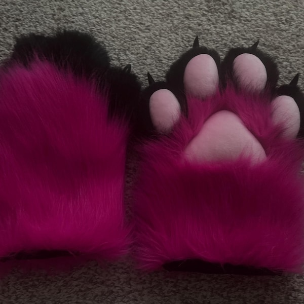 Crochet Furry Paws,red Furry Gloves,dino Paws,cosplay Gloves, Cat Paws ...