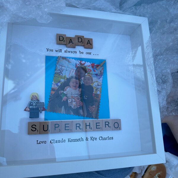 Personalised Super Hero Christmas Gift for Dad/ Box Frame / Daddy ...