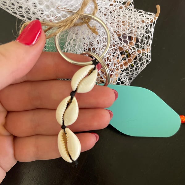 Cowrie Shell Keychain/shell Keychain/puka Shell Keychain/summer ...