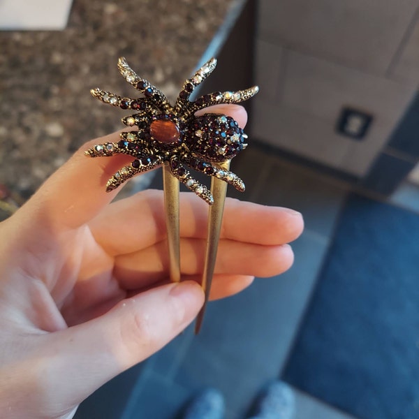 Black Spider, Spider Hair Fork, Goth Hair Fork, Gold Hair Fork, Spider ...