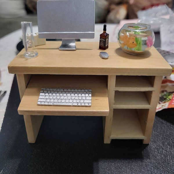 Miniature Computer Desk Miniature Furniture BJD Doll Decor Dollhouse ...