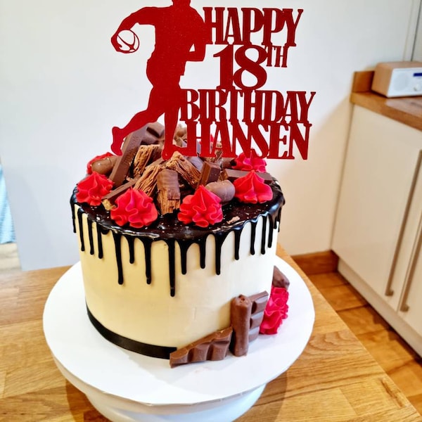 Rugby Cake Topper, Birthday Cake Topper, Personalised Cake Topper, Any ...