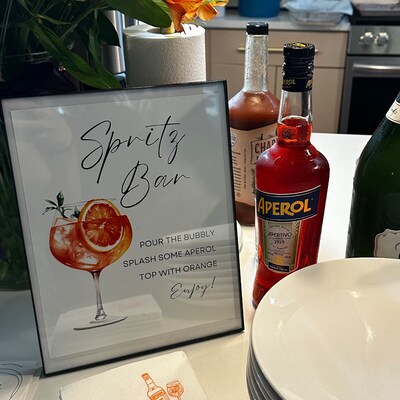 Aperol Spritz Bar Sign, Aperol Spritz Cocktail Print, Signature Drink ...