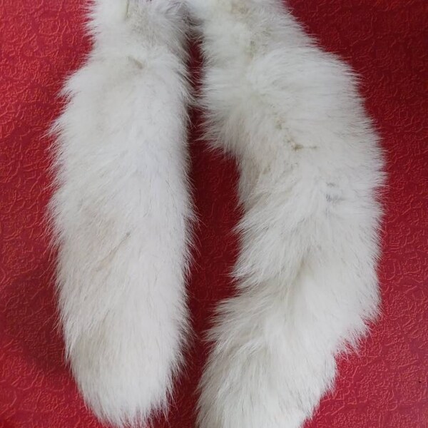 Large White Fox Tail Keychain With Gold Ring - Etsy