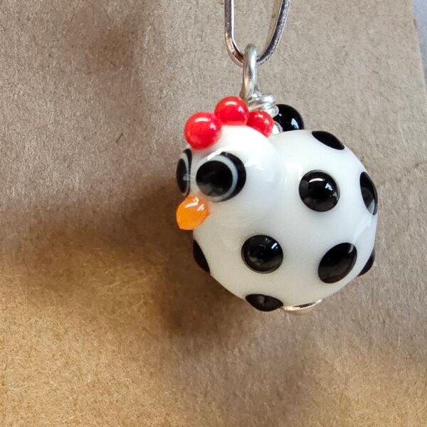 Chicken Bead Polka Dot Hen Poultry Jewelry Findings Glass Beads Animal ...