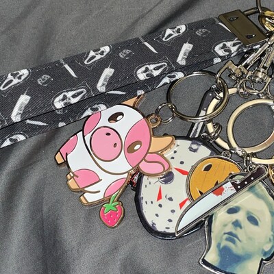 Alt/goth Keychain Wristlet Key Fob Horror Lanyard for Keys Car ...