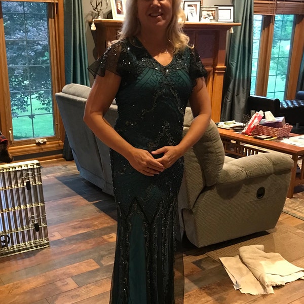 Evelyn 1920s Great Gatsby Inspired Dress, Downton Abbey, Blue Formal ...