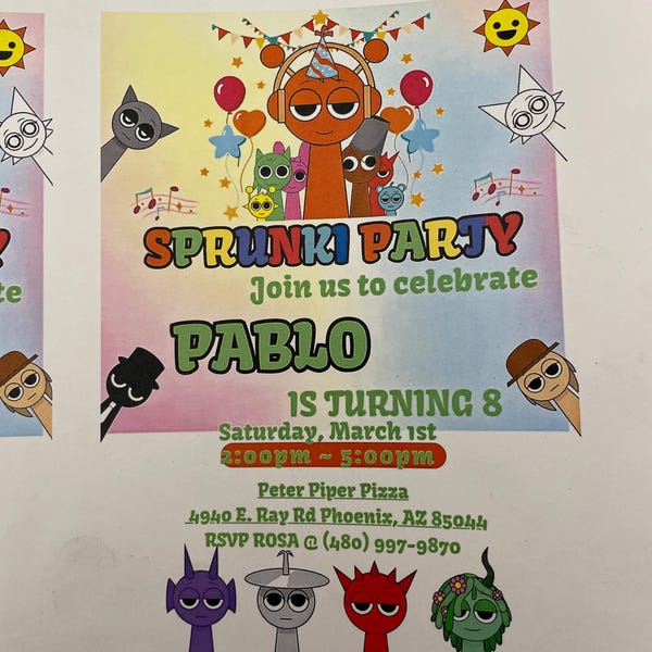 Custom Sprunki Birthday, Personalized Name Sprunki Birthday for Kids ...