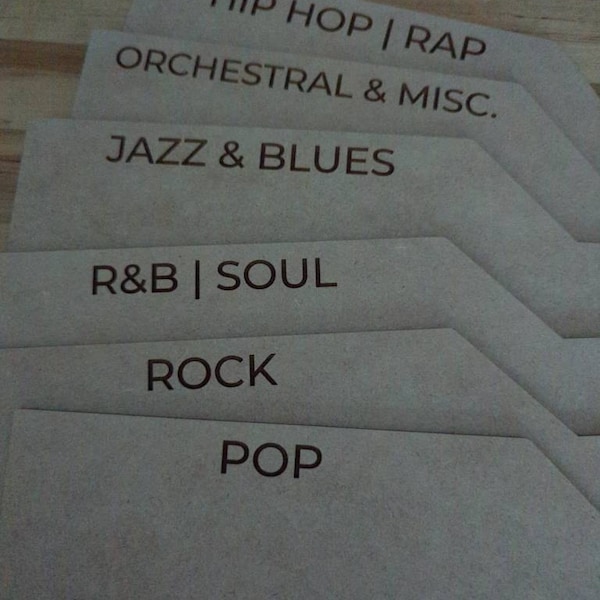 Vinyl Record Dividers, Classic Tab Record Dividers, Laser Cut MDF, Made ...