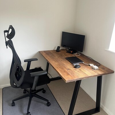 Reclaimed Curved Desk With Trapezium Legs and Cabling Holes - Etsy