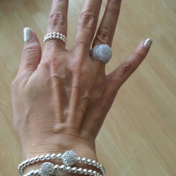 925 Sterling Silver Stretch Rings Stack of 2, Stacked Rings, Womens ...