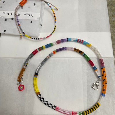 Neon Thread Beaded Bracelet, Single Strand Miyuki Bracelet, Mix Beaded ...