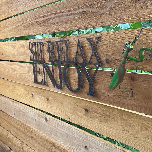 Sit Relax Enjoy Outdoor Metal Wall Art, Outdoor Wall Decor, Patio Decor ...