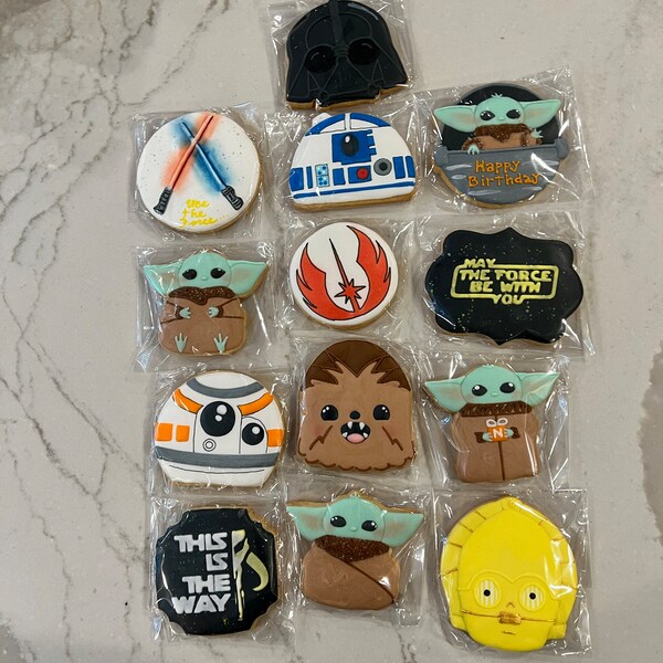 Grogu, the Child, Star Wars Sugar Cookies, Dozen, Customized Your Way ...