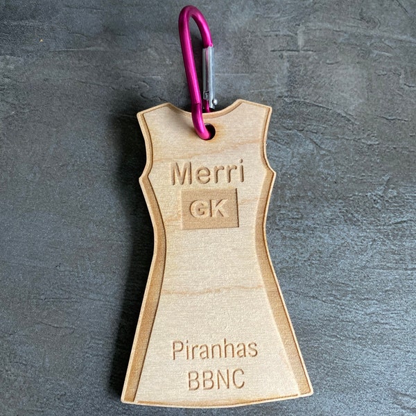 Personalised Netball Dress Keyring - Team Gift/award, Keyring, Bag Tag ...
