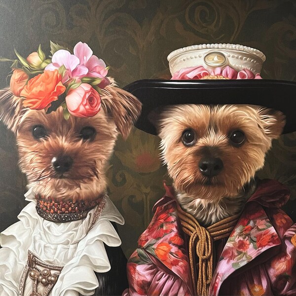 Pet Portrait 3 Pets, 2 Pets Portrait Custom, Pet Portrait 2 Dogs, 3 ...