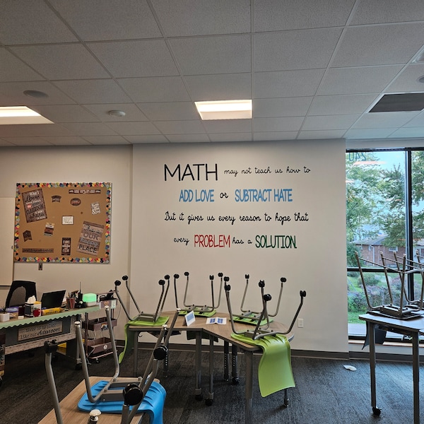 Math Vinyl Wall Decals for Classroom // Add Love, Subtract Hate - Etsy