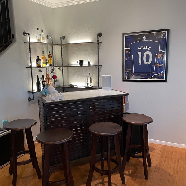 Industrial Shelving for Corner Wall, Bar or Kitchen Pipe and Wood ...