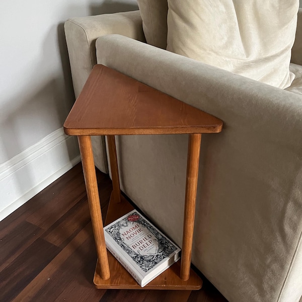 Triangular Side Coffee Table, Corner End Table, Minimalist Sofa Table, Hardwood Couch Table ...