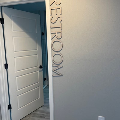 3D Restroom Sign Typography Letters 6 X 48 Modern Office Home Lettering ...