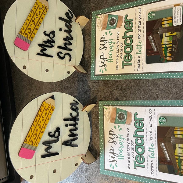 Teacher STARBUCKS Gift Card Holder. 5x7" DIGITAL FILE. Thank You ...