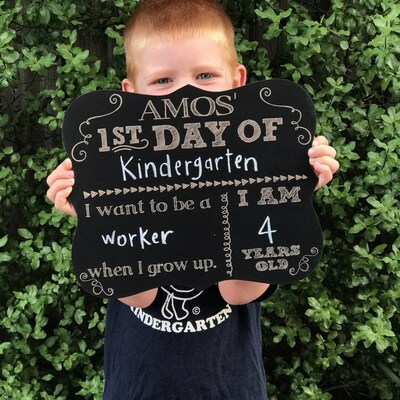 First Day of School Chalkboard, Kindergarten Sign, Back to School ...