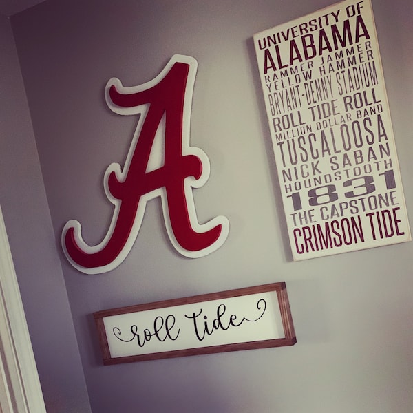 University of Alabama Crimson Tide Distressed Wood Sign--great Father's ...