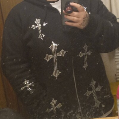 ZIP UP Cross Hoodie, Hoodie With Crosses - Etsy