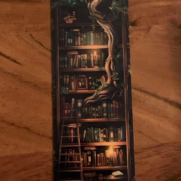 Cute Fantasy Bookmark - Whimsical Magic Library Bookmark - Dark ...