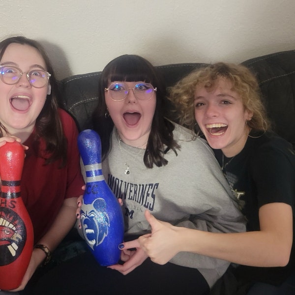 Bowling Pin-painted Bowling Pin-orange Bowling-pin-bowling Party ...