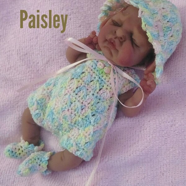 Crochet Set Clothes Made to Fit a 7"- 8" Ooak Mini Baby Clay Silicon ...