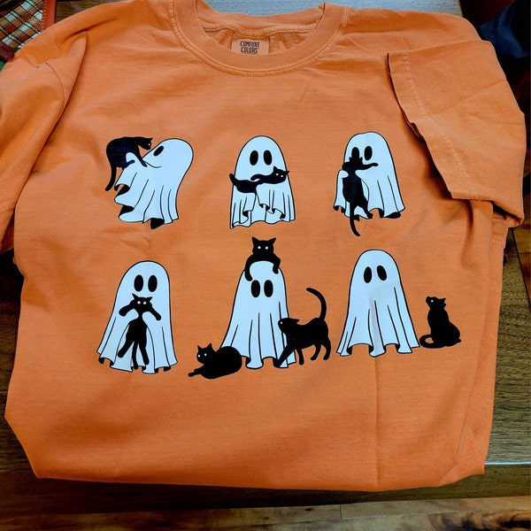 Ghost Cat Shirt, Comfort Colors® Cat Ghost T-shirt, Cute Cat Lovers ...