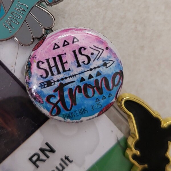 Badge Pin - She is Strong - Lapel Pin - Uniform Pin - Badge Card Pin ...