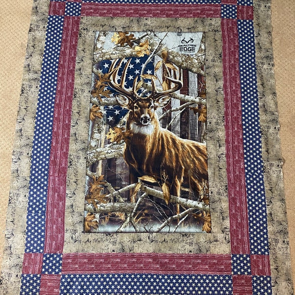 Deer Quilt Fabric Panel / Realtree Patriotic Deer Panel 24x44 Inch ...