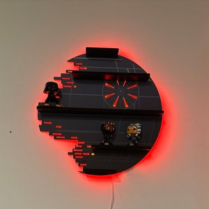 Death Star Display Shelf, LED Lighted Sign, Death Star Wars Wall Decor ...
