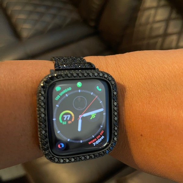 Custom Apple Watch Band Black & or Iwatch Lab Diamonds Bezel Apple ...