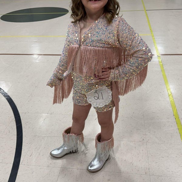 RWB Patriotic Girls' Patriotic Fringe Skirt and One Shoulder Bell ...