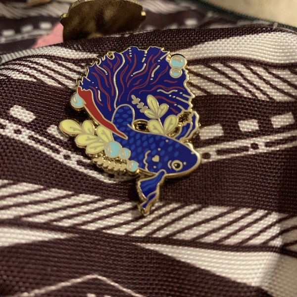 Red and Blue Betta Fish Enamel Pin, Betta Fish, Betta, Betta Pin, Fish ...
