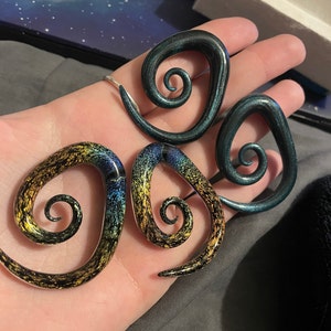 1 Pair 2 Pieces Solid Pink Pinchers Spirals Glass - Etsy