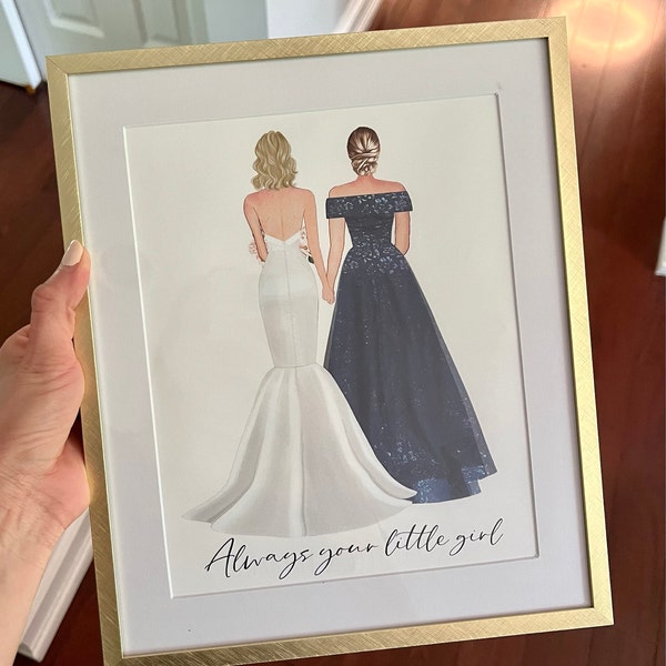 Mother of the Bride Illustration, Wedding Parent Print, Customized ...