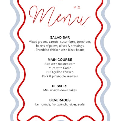 Wavy Menu and Place Card Template, Hand Drawn, Wedding/bridal Shower ...