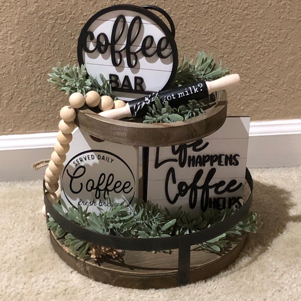 Coffee Sign, Coffee Bar Decor, 3D Sign, Teired Tray Sign, Coffee Decor ...