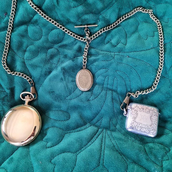 Handmade in the UK Bronze Colour Double Albert Pocket Watch Fob Chain ...