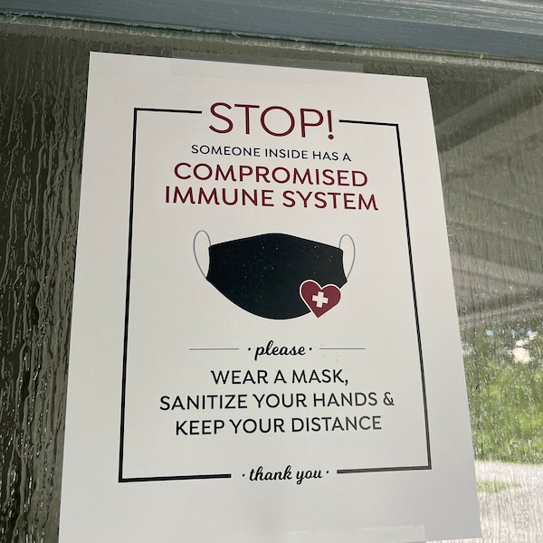 STOP Immunocompromised Person Inside Printable Sign ~ Wear a Mask Keep ...