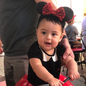 Baby Child Kid Minnie Mouse Ears with Red Bow / Vintage Style | Etsy